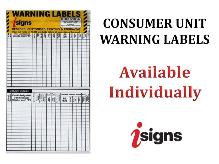 Consumer Unit Warning Labels